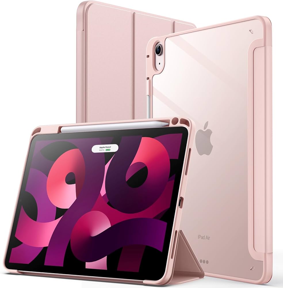 iPad Smart Folio - Clear Case-iPad Pro 12.9 / iPad Air M2/M3/Pink